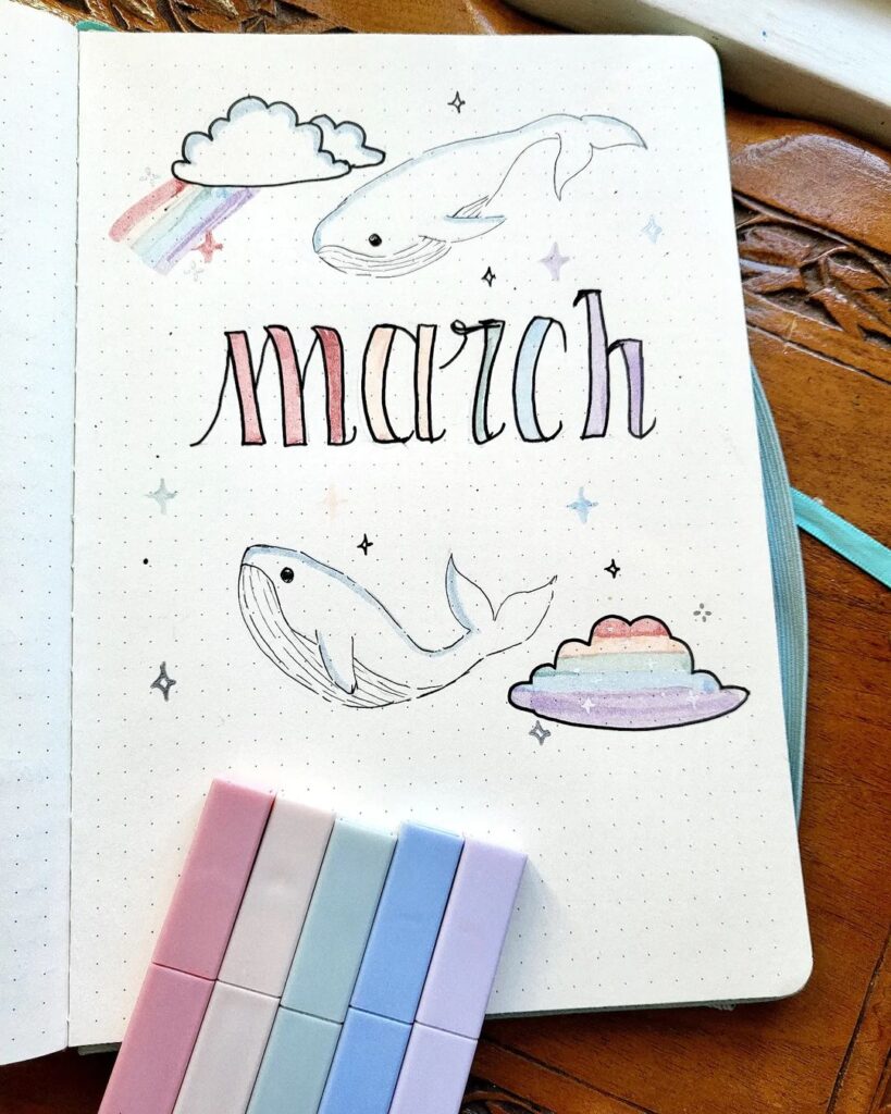 March Monthly Cover Spread Designs For Your Bullet Journal - KAYNULI