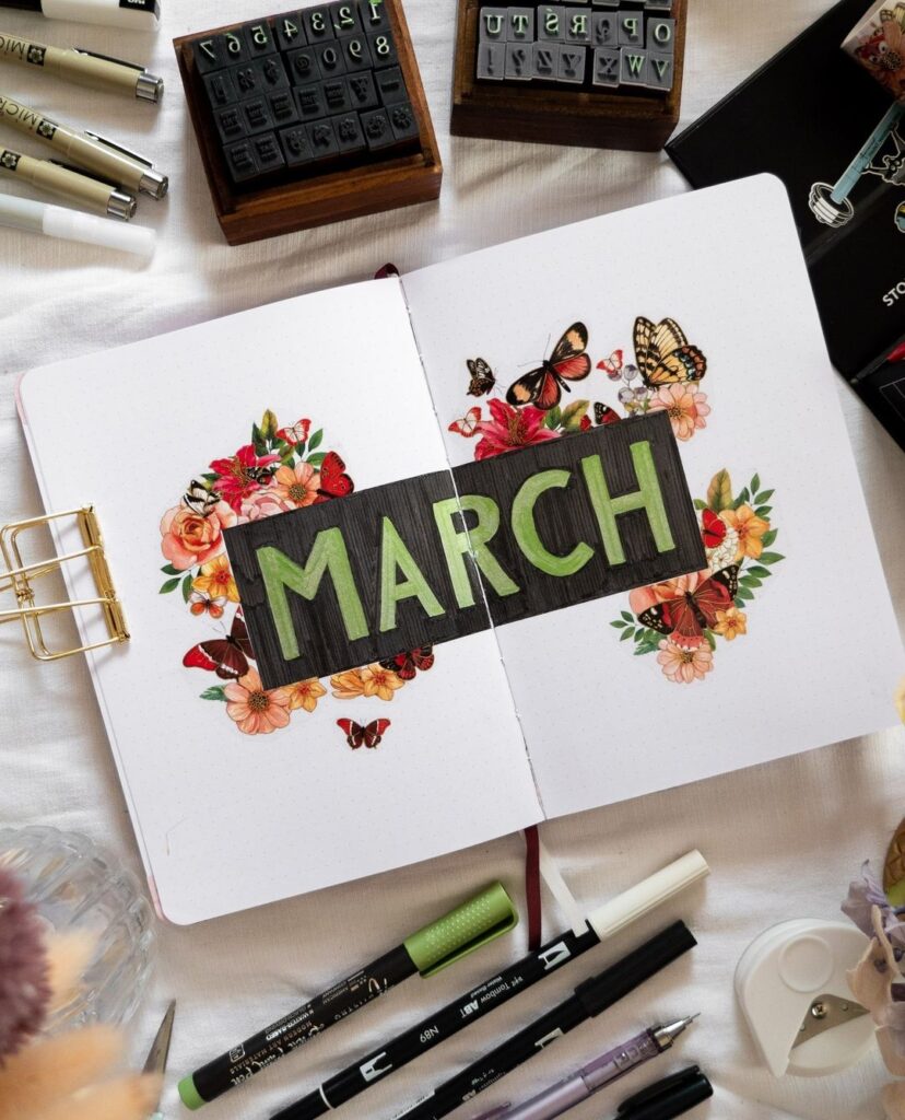 March Monthly Cover Spread Designs For Your Bullet Journal - KAYNULI